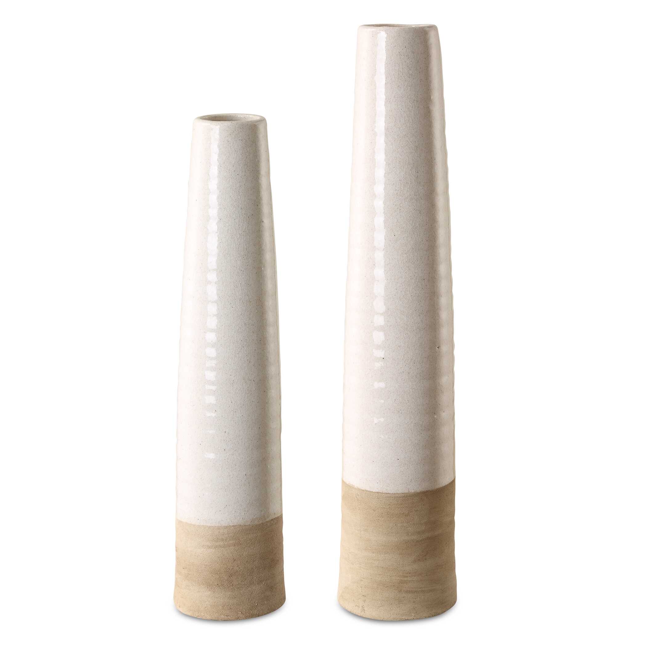 Ivory Sands Ceramic Vases, S/2 by Uttermost Collection | Decorilla